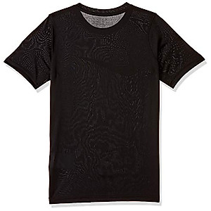 NIKE Boys' Dry Short Sleeve Swoosh Solid Tee, Black/White, X-Large