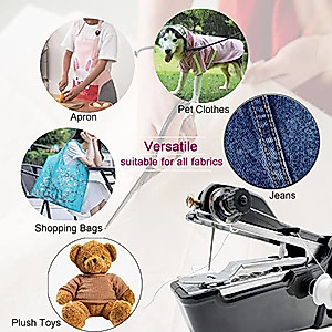 Hand Sewing Machine, Handheld Sewing Machine Mini Portable Cordless, Perfect for Adults, Beginners, Kids DIY, Home and Travel Sewing, Wooden Sewing Box with 153 Sewing Supplies