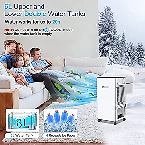 Portable 3-IN-1 Air Conditioners for Room, Portable AC Unit with 1.6 Gallon Water Tank, 4 Modes & 3 Speeds, Personal Air Cooler with Remote Control Fast Cooling for Room Home Office