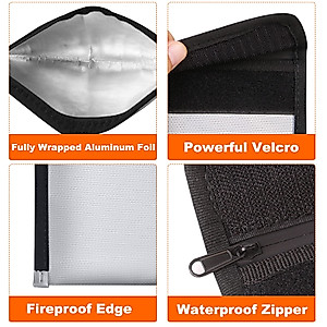 Small Fireproof Money Bag for Cash and Documents (8x5", Inside/External Size), 2-Pack Money Pouch with Water Resistant Zipper, Waterproof Safe Bag Set, 3 Layers (Silicone/Glass Fiber/Aluminum Foil)