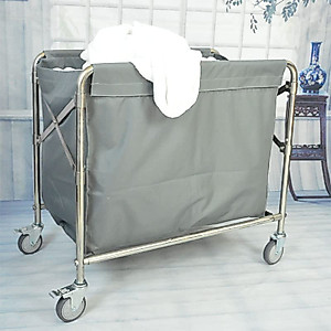 MYOYAY Laundry Sorter Cart with Wheels Collapsible Laundry Hamper Basket Trolley Foldable Commercial Rolling Laundry Cart with Steel Frame and Waterproof Lining for Home/Hotel/Hospital