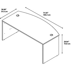 Bush Business Furniture Series C 72W x 36D Bow Front Desk in Mocha Cherry