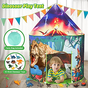 HopeRock Dinosaur Kids Tent with Roar Button, Kids Play Tent with Dinosaur Toys for Boys & Girls Kids Pop Up Tent for Boys, Kids Indoor Tents Birthday Chirstmas Gifts for 3 4 5 6 7+ Years Old Boys