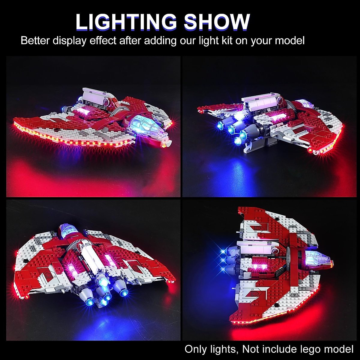 DALDED LED Lighting Kit for Lego Star Wars Ahsoka Tano’s T-6 Jedi Shuttle 75362, LED Light Compatible with Lego 75362 Building Block Models (Not Include Lego Set)