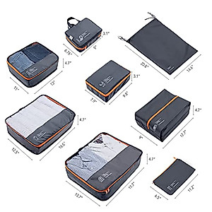DIMJ Packing Cubes for Suitcases,8 Sets Travel Luggage Organizers for Travel Accessories with Waterproof Shoe Bag and Lightweight Durable Packing Pouches. (Black)