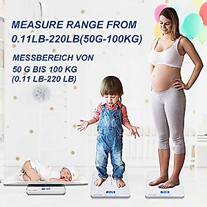 MomMed Baby Scale, Multi-Function Toddler Scale, Baby Scale Digital, Pet Scale, Infant Scale with Hold Function, Blue Backlight, Weight and Height Track
