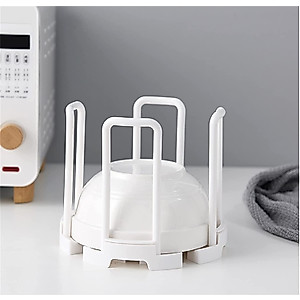 ERDONE Retractable Kitchen Organizer Bowl Holder, Bowl Rack,Multipurpose Creative Dishdrying Rack, Tableware Storage Small Plate Rack,or Stacking Bowls and Small Plate,White