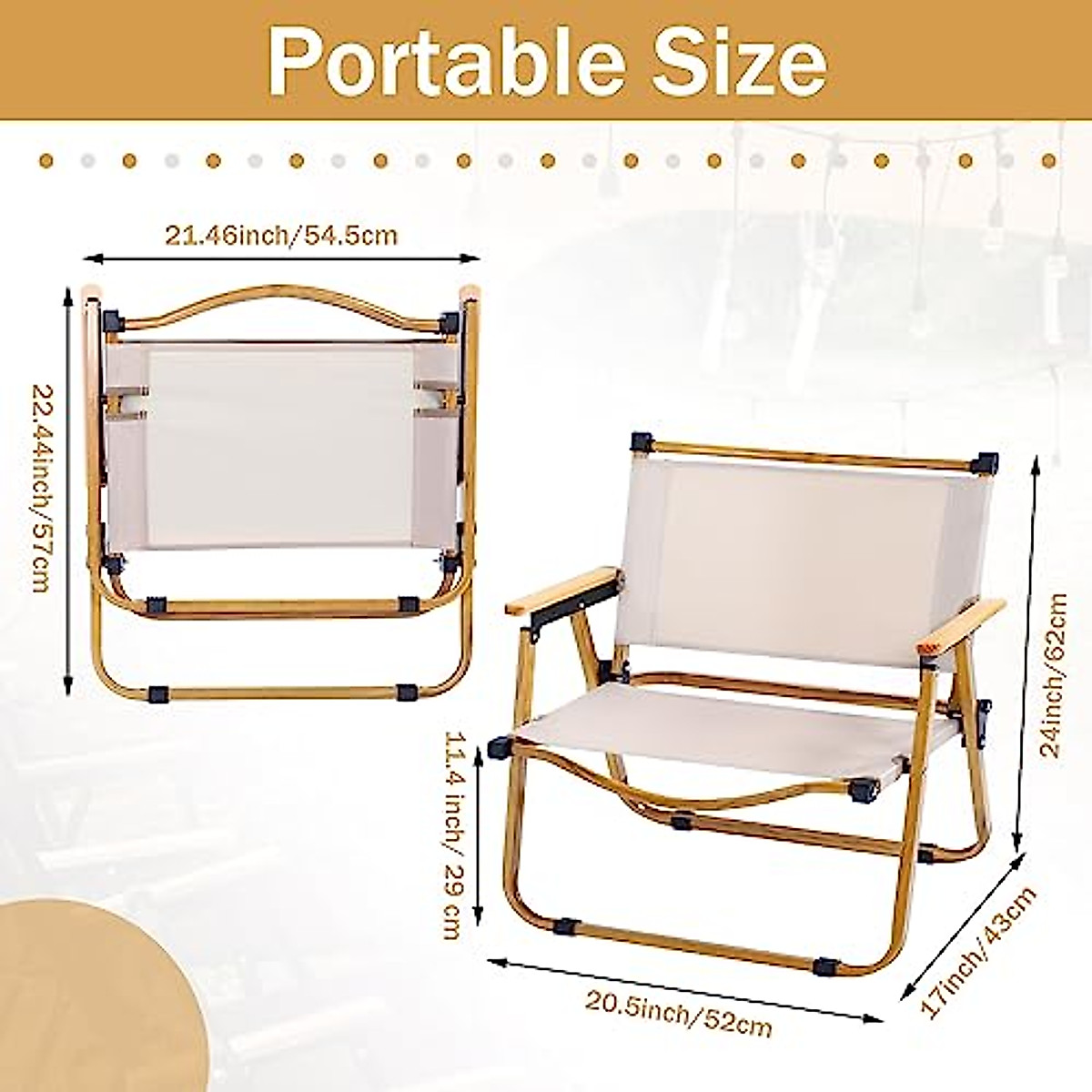 Lallisa 2 Pcs Camping Chair Ultralight Camp Chair, Thicken 600D Oxford Low Lawn Chairs for Concerts Light Portable Folding Beach Chair Supports 253 lbs Carbon Steel Armchairs for Hiking Fishing Picnic