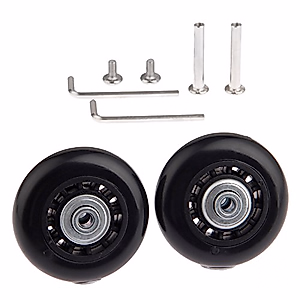 Mtsooning 2 Sets Luggage Wheel Replacement Kit, 60x17mm Rubber Swivel Caster Wheels, Suitcase Bearings Repair Wheels with Screws Axles Wrench Bearings,Inline Outdoor Skate Wheels