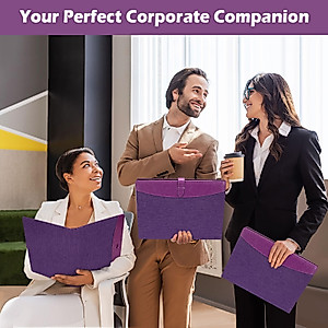 Leather Padfolio 3 Ring Binder (1 inch Round Ring) for Letter Size (11" x 8.5"), Business Portfolio Folder for Interview, Conference and Presentation, Purple