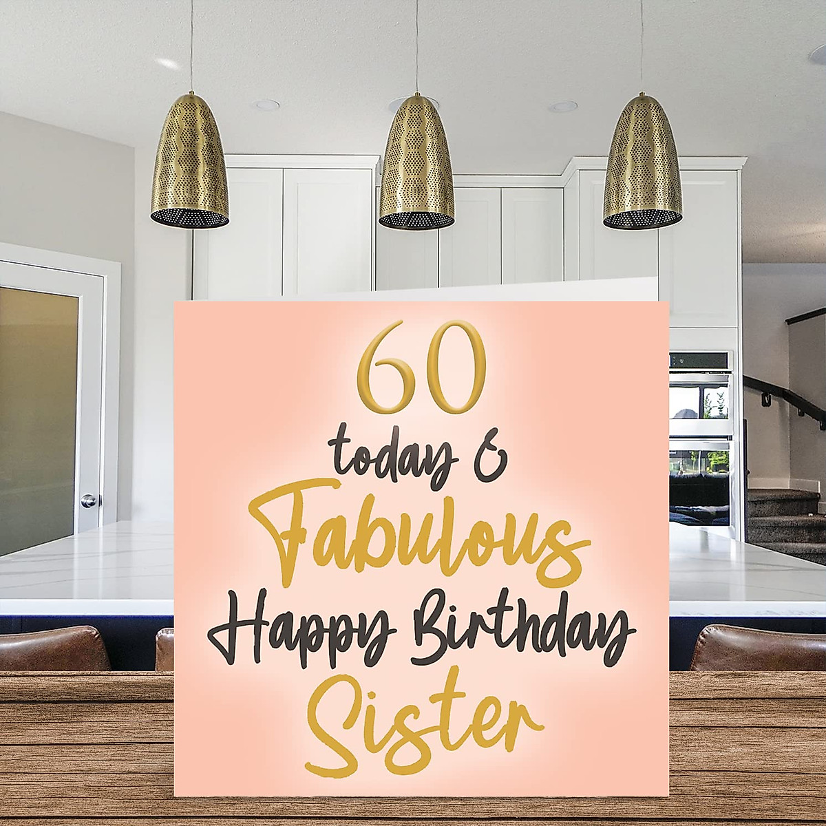 Fabulous 60th Birthday Cards for Sister - 60 Today & Fabulous - Happy Birthday Card for Sister from Brother, Little Sister Birthday Gifts, 5.7 x 5.7 Inch Sibling Greeting Cards Gift for Big Sister