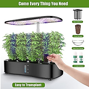 Hydroponics Growing System with 12 Pods,Large Herb Garden Kit Indoor with Grow Lights,Indoor Herb Garden with Quiet Water Pump,Automatic Timer,Height Adjustable Up to 20",Indoor Garden Gift Home Decor