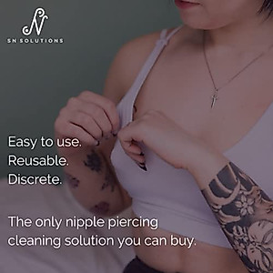 SN Solutions Nipple Piercing Cleaner - Nipple Piercing Aftercare for Use with Saline Solution Spray or Other Piercing Cleaning Solution - Nipple Piercing Kit for Women