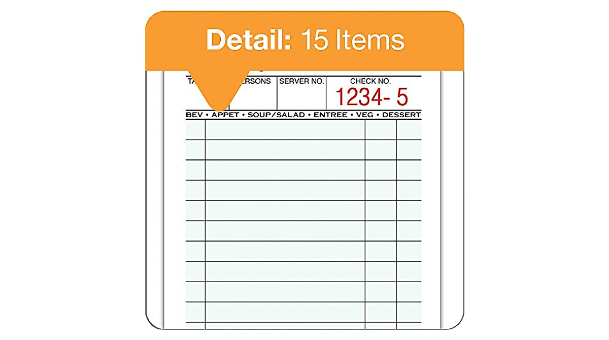 Adams Single Part Perforated Guest Check Pads, 5 Pads