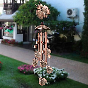 ME9UE Ladybug Wind Chimes Outdoor, Insect Chime Decor, Portable Mobile Insect Wind Chime, Wind Chime with 7 Ladybugs for Home, Yard, Patio, Garden Decoration, Valentines Gift, Festival Gift for Mom