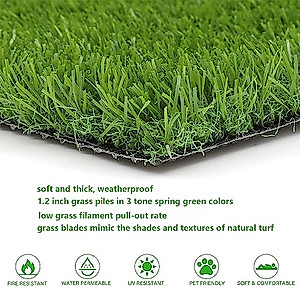 SHACOS Artificial Grass Squares Mat 6 Pcs 12"x12" Outdoor Fake Grass Turf 1.2 inch Grass Patch Tiles Faux Grass Rug Small with Drainage Holes Grass Rug for Crafts Patio Wall Decor