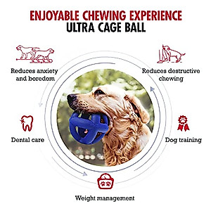 SuperChewy Tough Dog Cage Ball Toy | Lifetime Replacement Guarantee | Strong Natural Rubber | Great Dog Fetch Toy | Chew Toy for Dogs | Ultra Durable Chew Toy for Aggressive Chewers | For Large Breeds