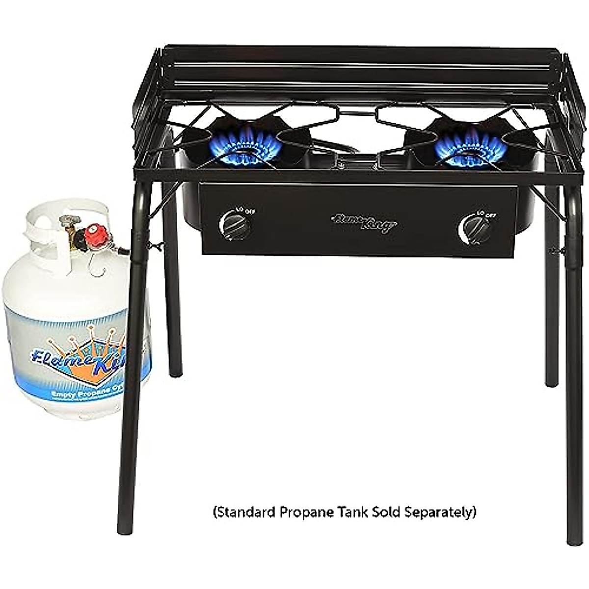 Flame King Outdoor Propane Double Dual Burner Stove 200K BTU Turkey Fryer/Camp Cooker, Portable with Stand Great for Backyard Cooking, Home Brewing & Canning