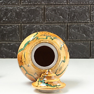 Mango Wood With Risin Unique Urn | for Human Ashes Medium Wooden Urn For Cremation Adult Urn Box | Male & Female Ashes Fractal Burning Turn Wood Funeral Pet - Beautiful Threade lid Container and jar