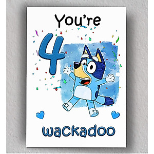 Kids' Wackadoo Birthday Card | For ages 1-6 | Fun Party Greeting Card | Gift for Kids | Blank Card (Blue, age 4)