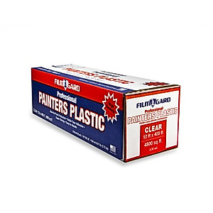 Film-Gard 626263 High Density Professional Painter's Plastic, 400' Length x 12' Width x 0.35 mil Thick, Clear