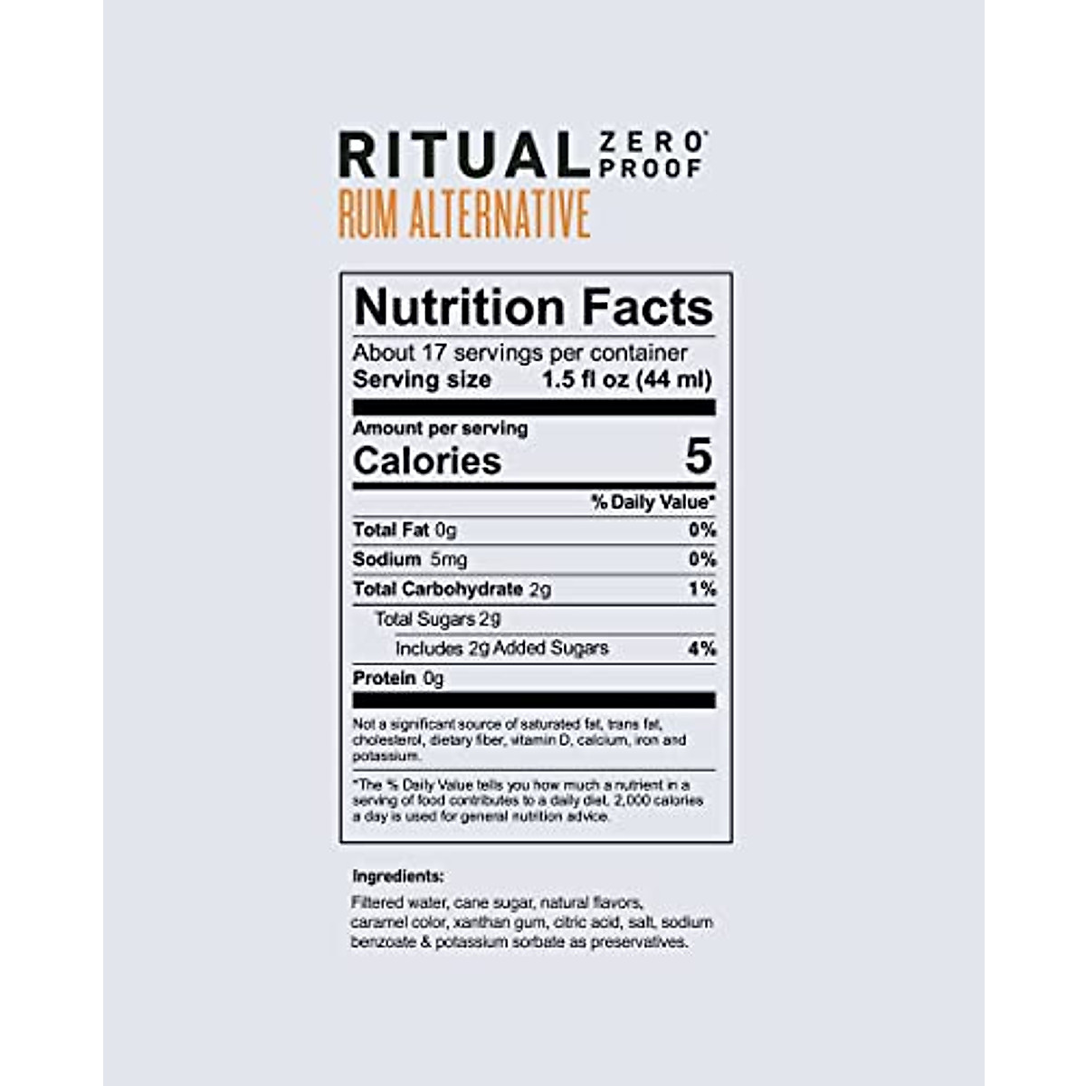 RITUAL ZERO PROOF Rum Alternative | Award-Winning Non-Alcoholic Spirit | 25.4 Fl Oz (750ml) | Only 5 Calories | Sustainably Made in USA | Make Alcohol Free Cocktails