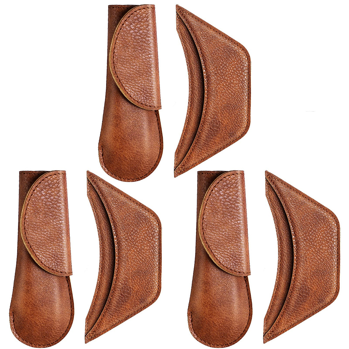 6 Pieces Cast Iron Handle Cover Handmade Thick Skillet Handle Cover Full Grain Frying Pan Handle Sleeve Rustic PU Leather Hot Handle Holder Double Layered Leather Handle Cover Assist Grip for Kitchen