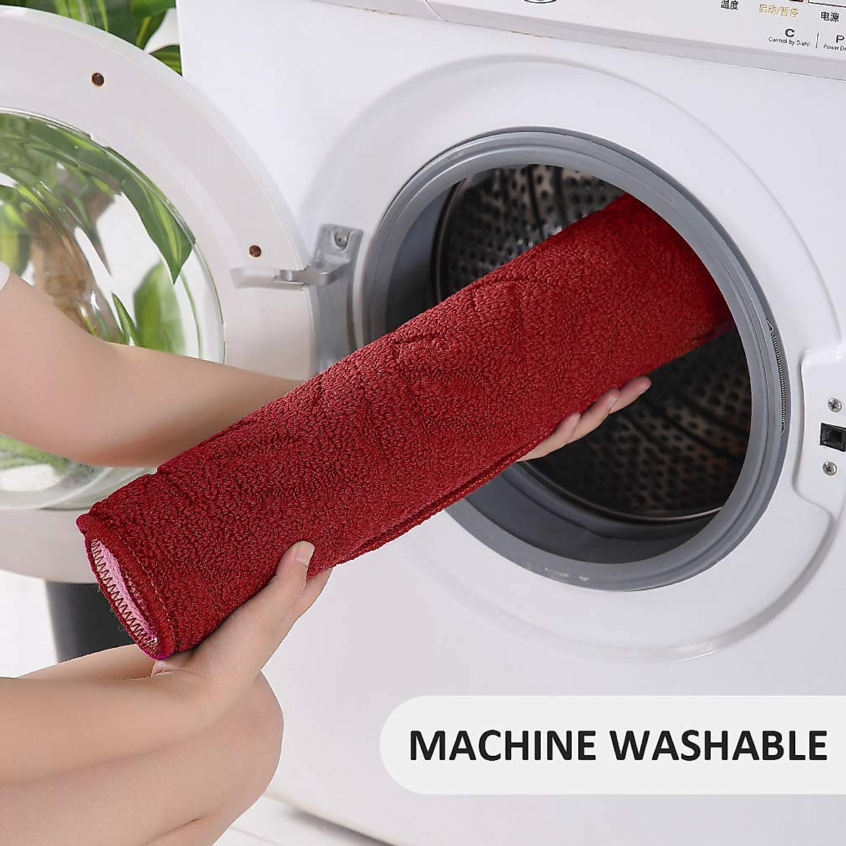 VANZAVANZU Kitchen Rug Mats, 30"x18" Non Slip Kitchen Mat Irregular Half Round Kitchen Carpet, Designed in Latex Backing Absorbent and Machine Washable for Kitchen Doorway Bathroom Floors (Red)