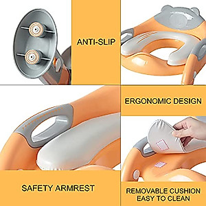 Fedicelly Potty Training Toilet Seat Boys Girls,Toddlers,Kids Potty Chair with Step Stool Ladder（Gray/Orange）