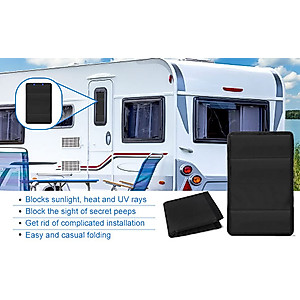 DAIKOU RV Door Window Shade, Foldable Velcro Blackout Cover, UV Rays Protection Camper Trailer Fits for Most Interior Waterproof Thickened Oxford Fabric Black