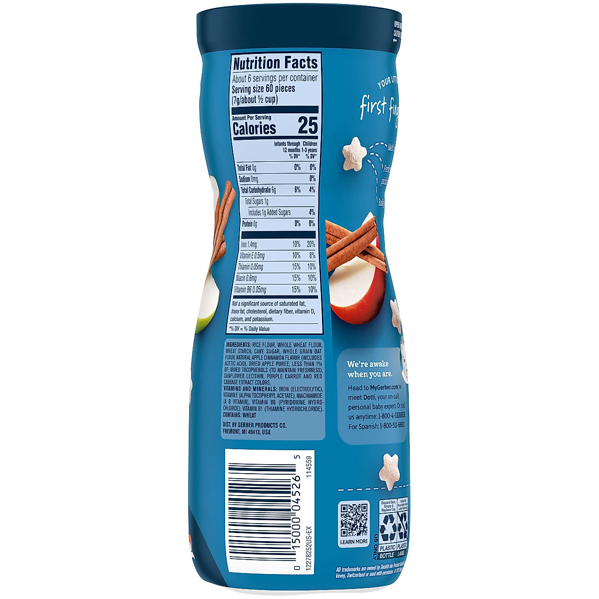 Gerber Graduates Puffs Cereal Snack, Apple Cinnamon, 1.48 Ounce