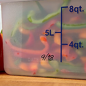 TrueCraftware- 12 Qt. Square Food Storage Container Translucent Polypropylene- Commercial Food Storage Containers Meal Prep Containers Reusable Food Containers for Pantry Kitchen Storage Organization