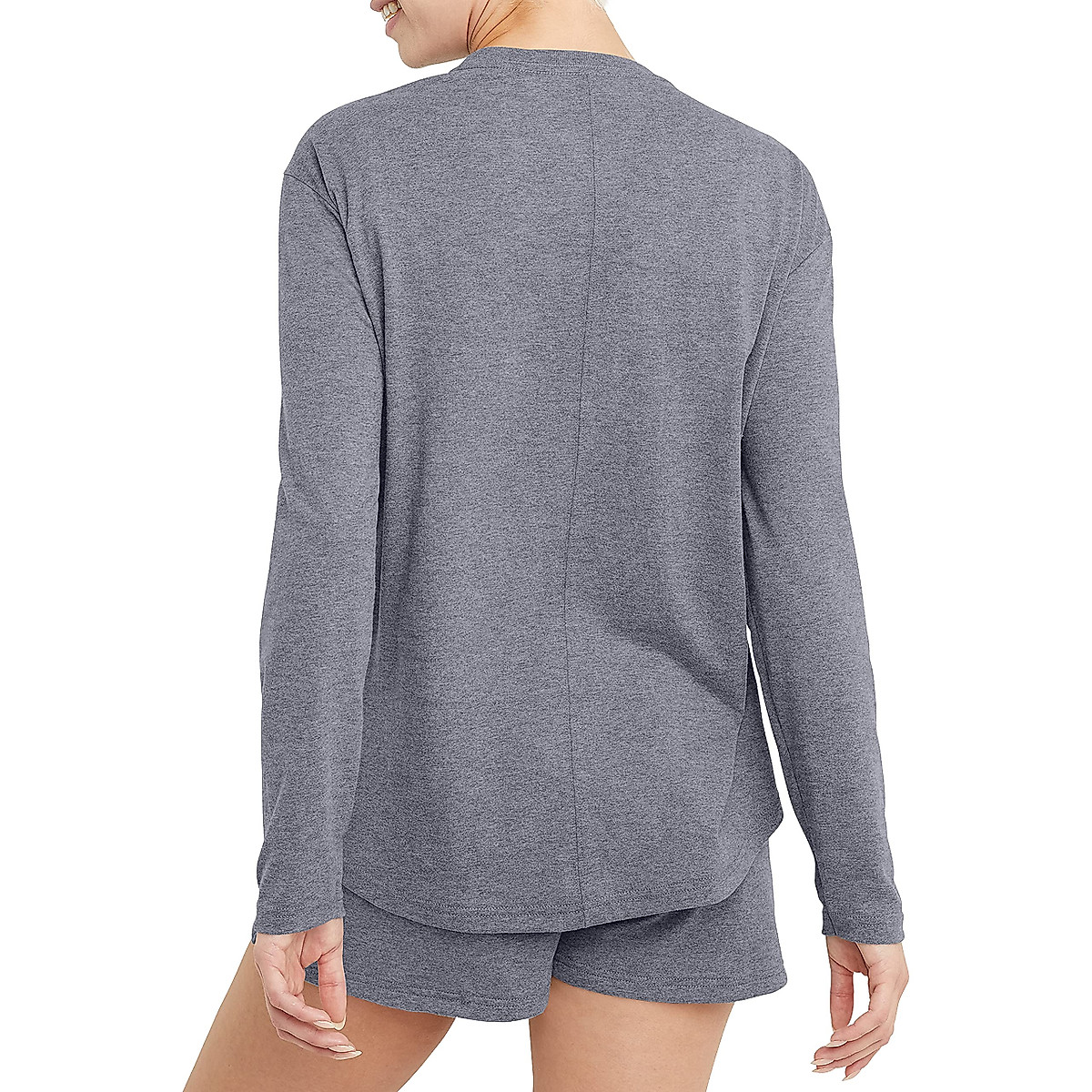 Hanes Comfortblend Standard Originals Tri-Blend Long-Sleeve T-Shirt, Crewneck Tee for Women, Relaxed Fit, Plus Sizes, Athletic Navy PE Heather, Medium