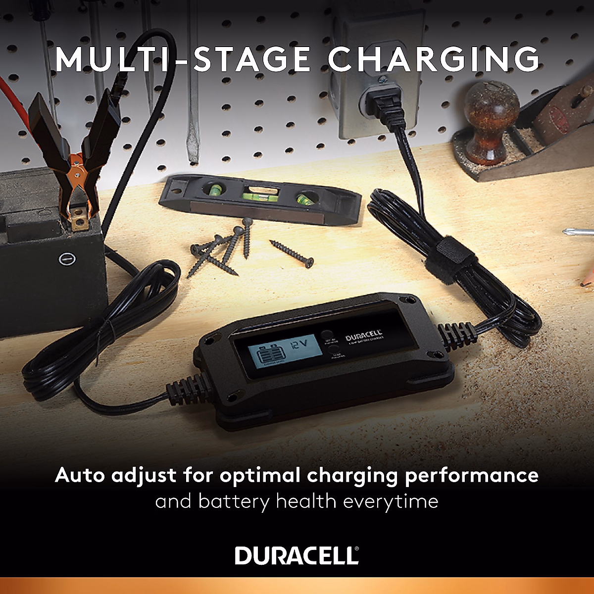 Duracell DRMC4A 4 Amp Battery Charger Maintainer with LCD Display for 6V, 12V, Lithium Ion Battery