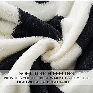 Flannel Fleece Cow Print Blanket Queen Size - Premium Anti-Static Super Soft Cozy Plush, Lightweight Microfiber Winter Warm Throw Blanket for Couch Sofa Bed 90" x 90"(Black Cow Queen)