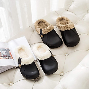 TooTu Waterproof Slippers Women Men Plush Lined Clogs Winter Garden Shoes Warm House Slippers Indoor Outdoor