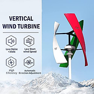 SZYARA Vertical Wind Turbine, 8000W Permanent Maglev Wind Generator with 12V 24V 48V 220V MPPT Controller Low Noise for Garden & Home,24v