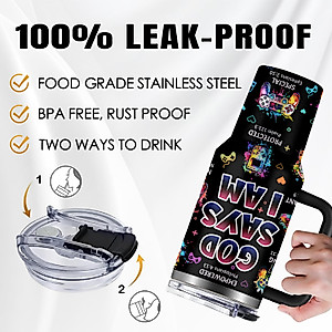 Christian Gamer Gifts, 40 Oz God Says I Am Gamer Tumbler With Handle, Christian Gifts for Men/Boys, Inspirational Religious Birthday Gifts for Game Lover Bible Verse Cup, Gaming Gifts For Gamer