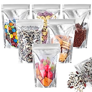 200 PCS Candy Bags, Sealable Heavy Duty Clear Mylar Food Storage Bags, Container Sets, Plastic Zipper Food Coffee Candy Storage, Refoldable Bags And Heat Sealable Food Storage (5" x 8")
