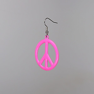 Hot Pink Hippie Peace Sign Dangle Earrings