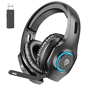 EasySMX USB Gaming Headset, PS5 Headset, 7.1 Surround Sound Stereo Gaming Headphones for PS4, PC Games, Over-Ear Gamer Headphones with (Brown-Black)