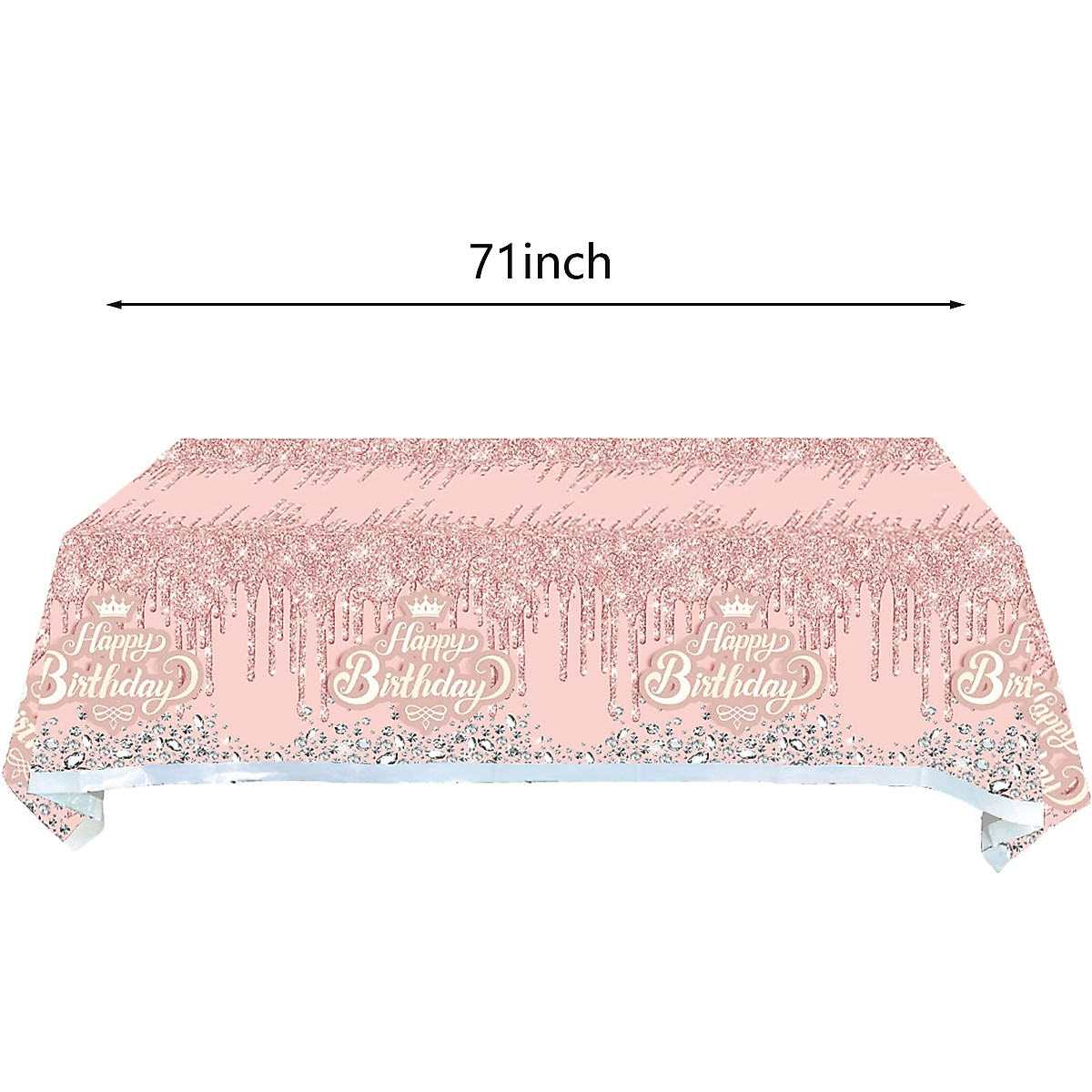 Hqyybf 2Pack Pink Rose Gold Table Cover Decorations, Pink Rose Gold Party Tablecloth Glitter Diamond Table Cover, Pink Rose Gold Birthday Party Supplies for Girls Women Wedding Party,(71 x 42in)