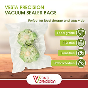 Vesta Precision Vacuum Seal Pouches - Clear and Embossed Vacuum Sealer Bags with Zipper and Valve - Great for Food Storage and Sous Vide - 11 x 16 inches - 15 Vacuum Seal Bags Per Box