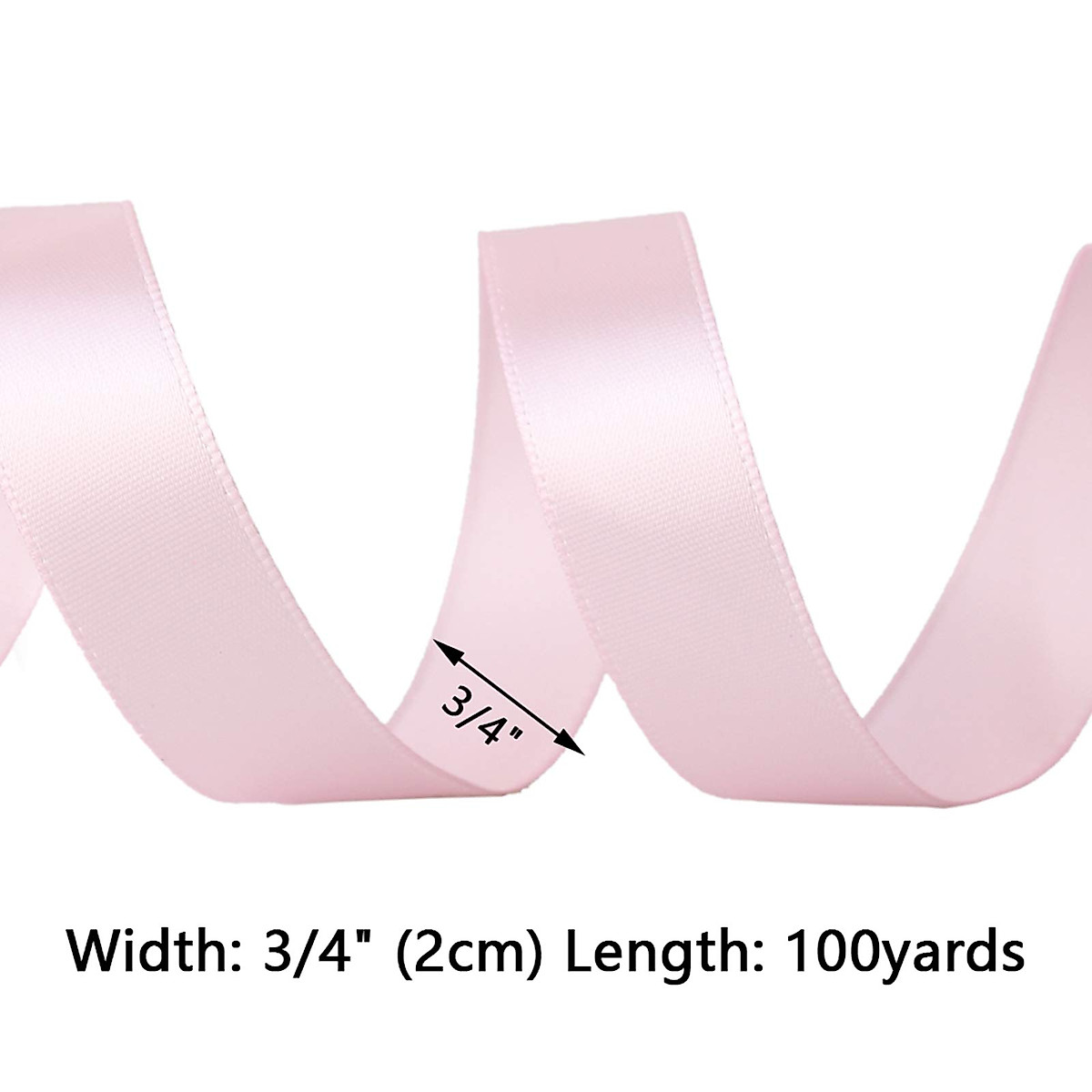 Langeo Ribbon, Fabric Ribbons 100 Yards 2cm 3/4" Wide, Gift Wrapping Ribbon, Holiday Decorative Ribbon, Cake Box Wrapping Ribbon/Pink Ribbon