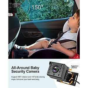Antook Baby Car Camera 1080P, Baby Mirror for Car Back Seat with 5 Inch HD Monitor, Rear Facing Infant Camera Clear Night Vision, Newborns Travel Safety Kit