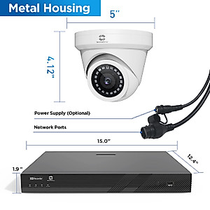 GWSECU 4K 16 Channel PoE Home Security Camera System, 4K/8MP Video Surveillance NVR with 4TB HDD, 16PCs 5MP 2.8mm 110° Wide Angle Person Detection IP Dome Cameras Business 24/7 Audio Recording