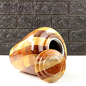 Handmade Mix Wood Urn | Cremation Ash Human Ashes Handcrefted Turn Wood Beautiful Urn | Male & Female Ashes Large Natural Wood & Natural Colour Adult Pet