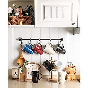 AmorArc Extra Large Coffee Mugs Set of 6, 22oz Ceramic Tall Coffee Mugs Set with Textured Geometric Patterns for Coffee/Tea/Beer/Hot Cocoa, Dishwasher & Microwave Safe,Beige