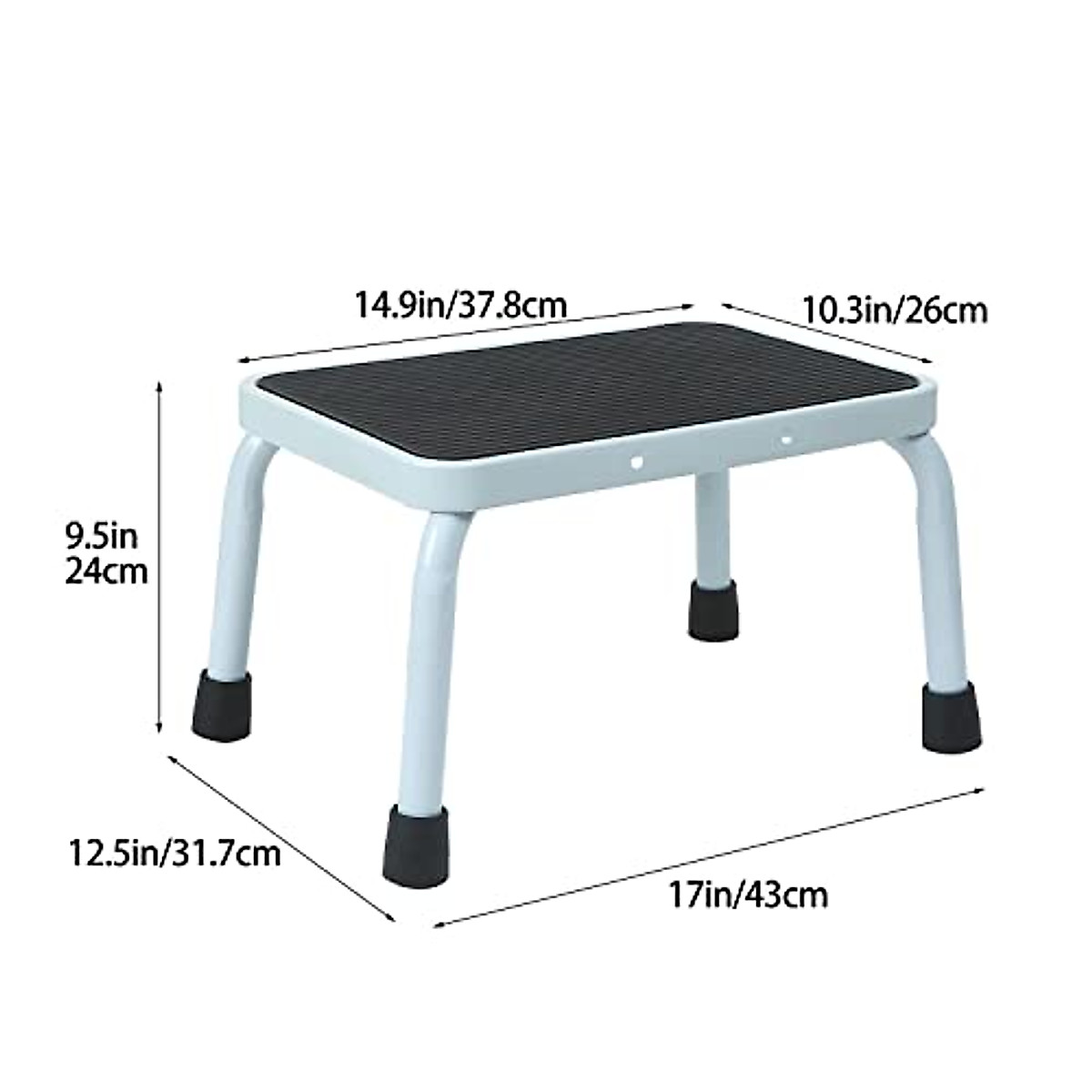 Sattiyrch 9.5" Step Stool with Anti-Skid Rubber Platform,Metal Medical Foot Stool for Elderly,Senior,Easy to Assemble Heavy Duty Step Stool White