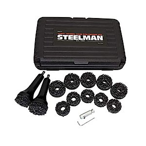 Steelman Hub and Rotor Polishing Kit with Storage Case, Nylon Pads, Fits 3/8 and 1/2-inch Drills, 1/2-inch Impact Wrenches, and Includes a 3/8-inch Adapter for Low-Speed Tire Buffer